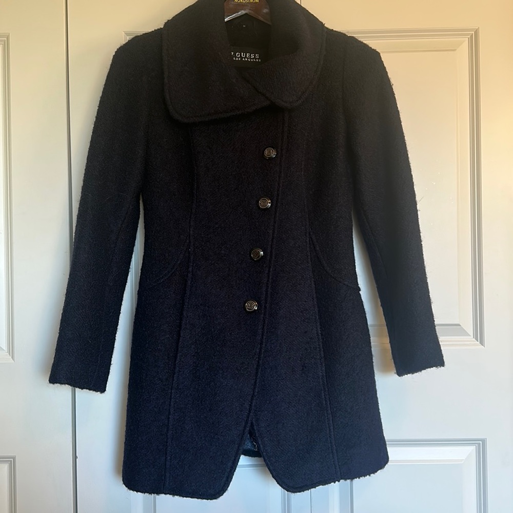 Guess Los Angeles Nubby Wool Blend Coat Size Medium D… - Gem
